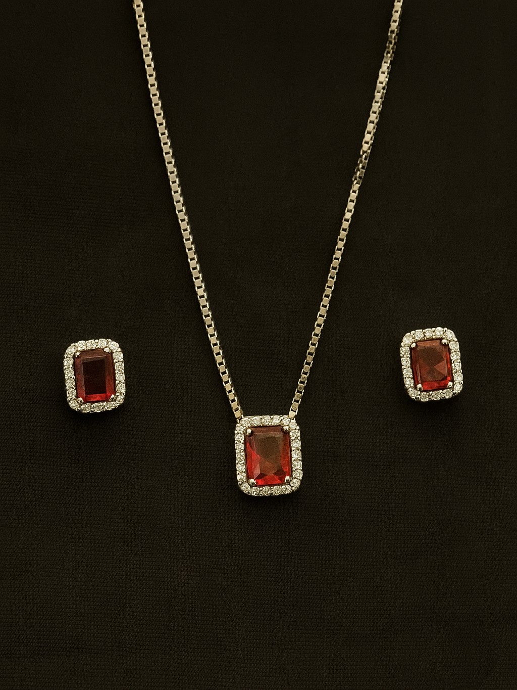 Sunset Ember Jewelry Set | 925 Silver Necklace and Earring set | Aulerio